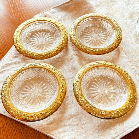 Vintage | Dining | Vintage Gold And Cutglass Coaster Set | Poshmark